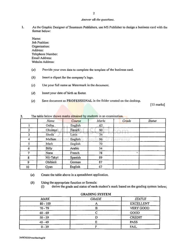 2024 Wassce Ict 3 | PDF