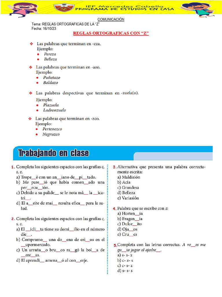 Reglas ortográficas de la "Z" | PDF