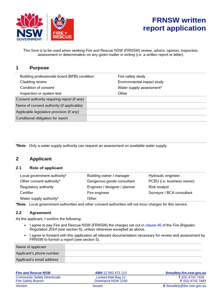 FRNSW Written Report Application Guide | PDF | Fire Safety