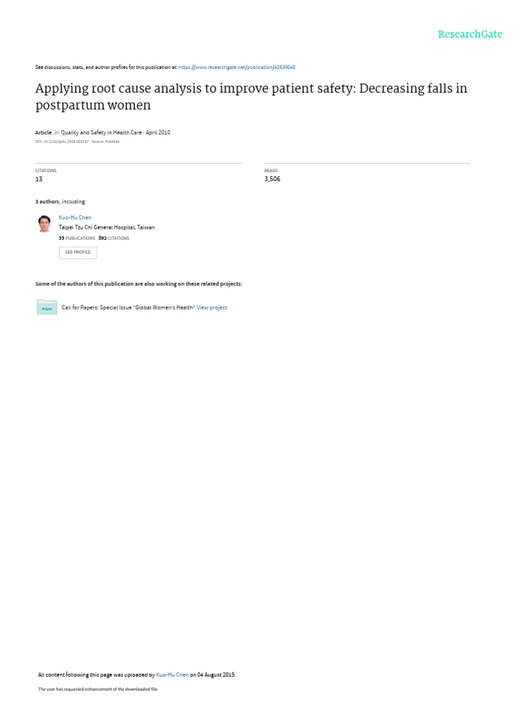 Falls in Postpartum | PDF | Patient Safety | Medical Error