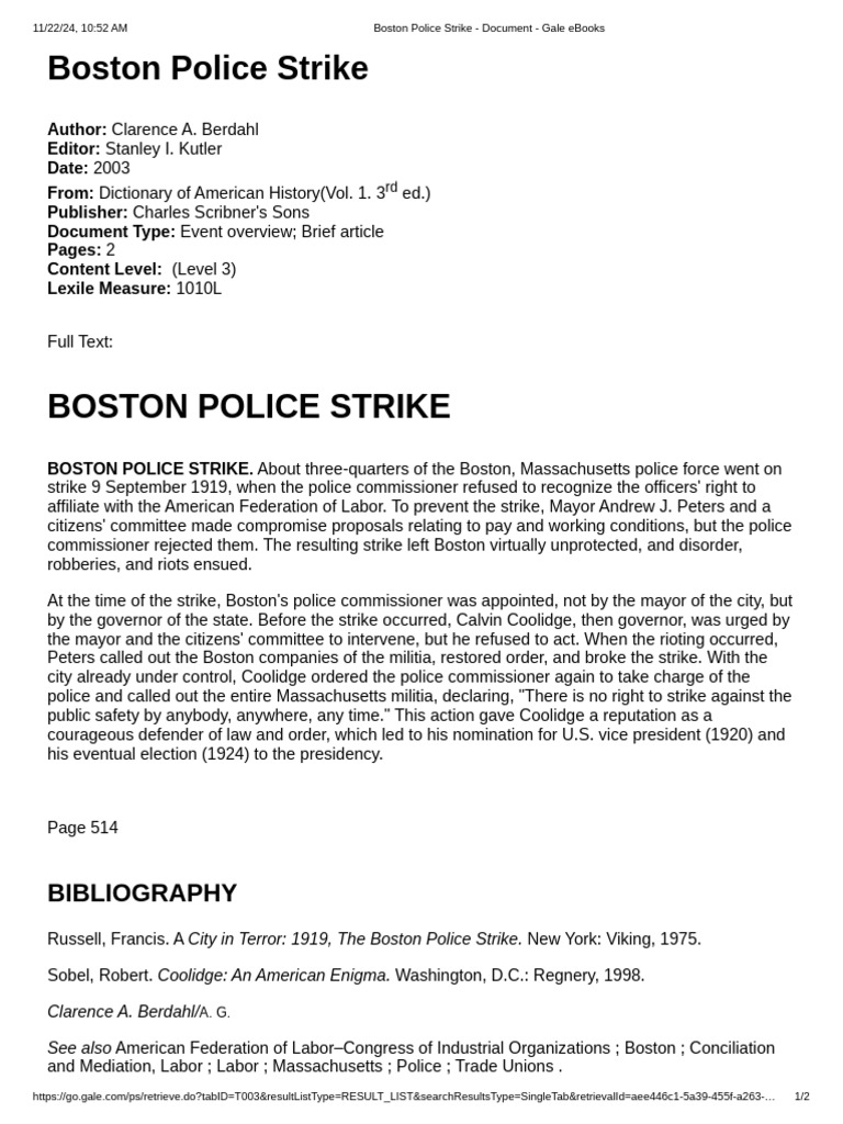 Boston Police Strike - Document - Gale Ebooks | PDF