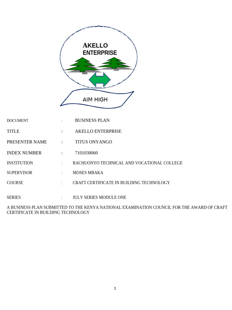 Akello Enterprise Business Plan | PDF | Working Capital | Income Statement