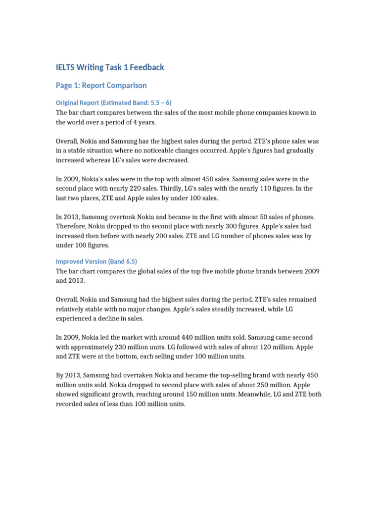 IELTS Writing Task 1 Mobile Sales Analysis | PDF | Nokia | Apple Inc.