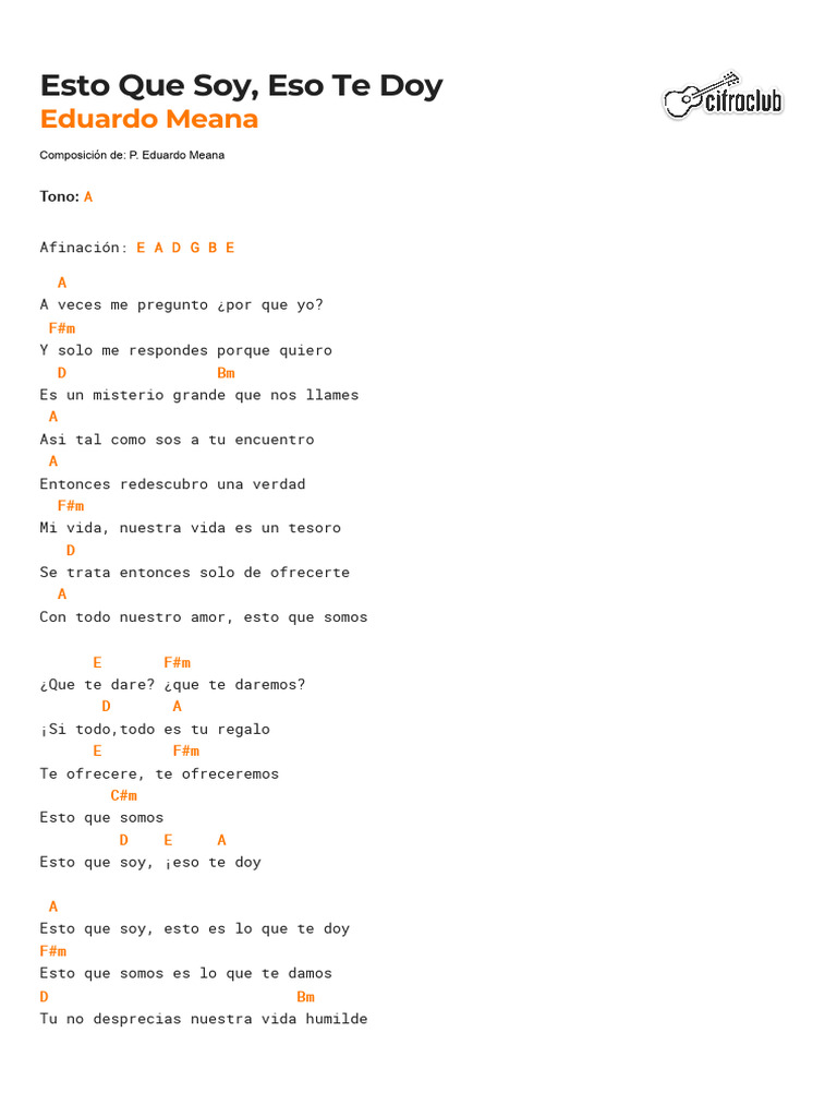 Cifra Club - Eduardo Meana - Esto Que Soy, Eso Te Doy | PDF