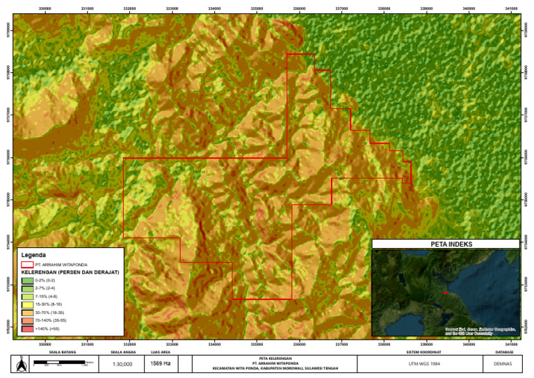 Peta Kelerengan - Aw | PDF | Geographic Data And Information