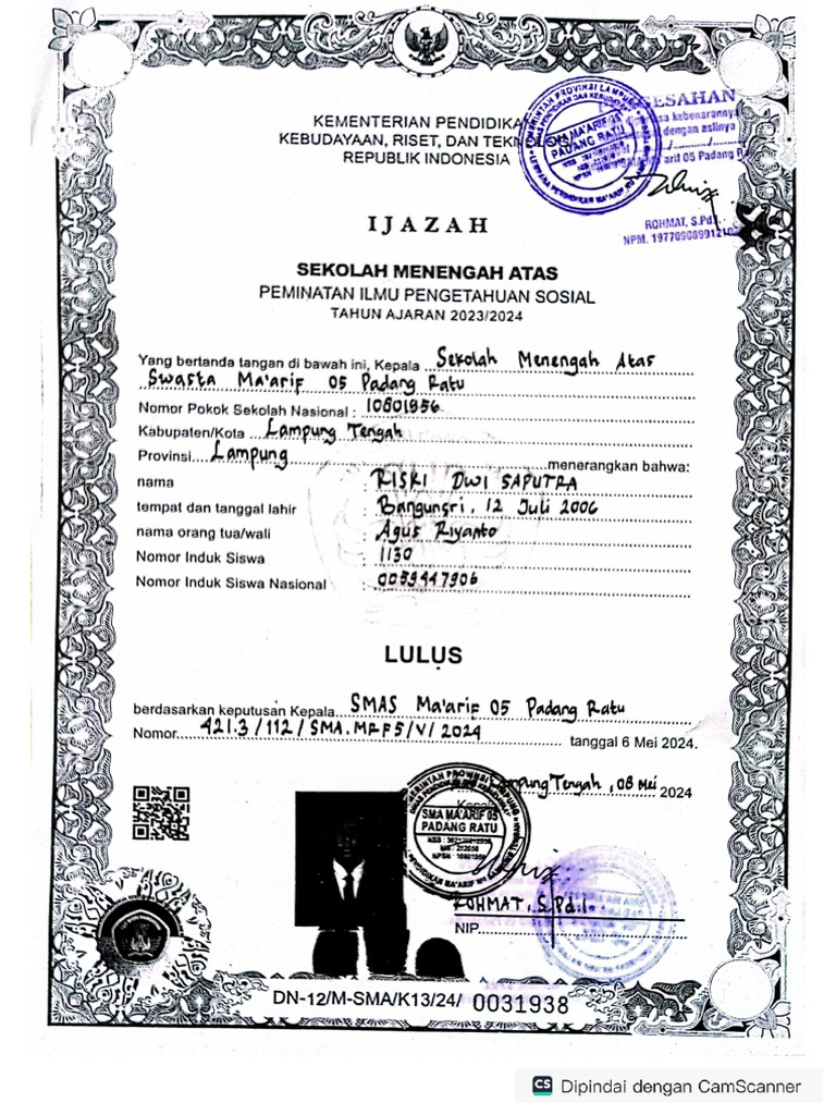 Fotocopy Ijazah Cap Legalisir Basah | PDF