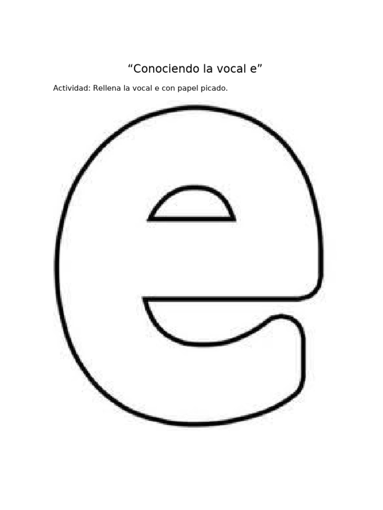 Actividades con la vocal E para Pre-básica | PDF