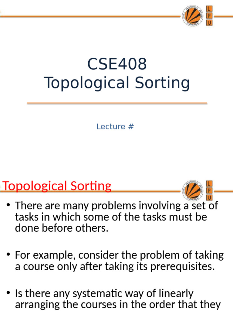 Lecture 15 Topological Sort | PDF