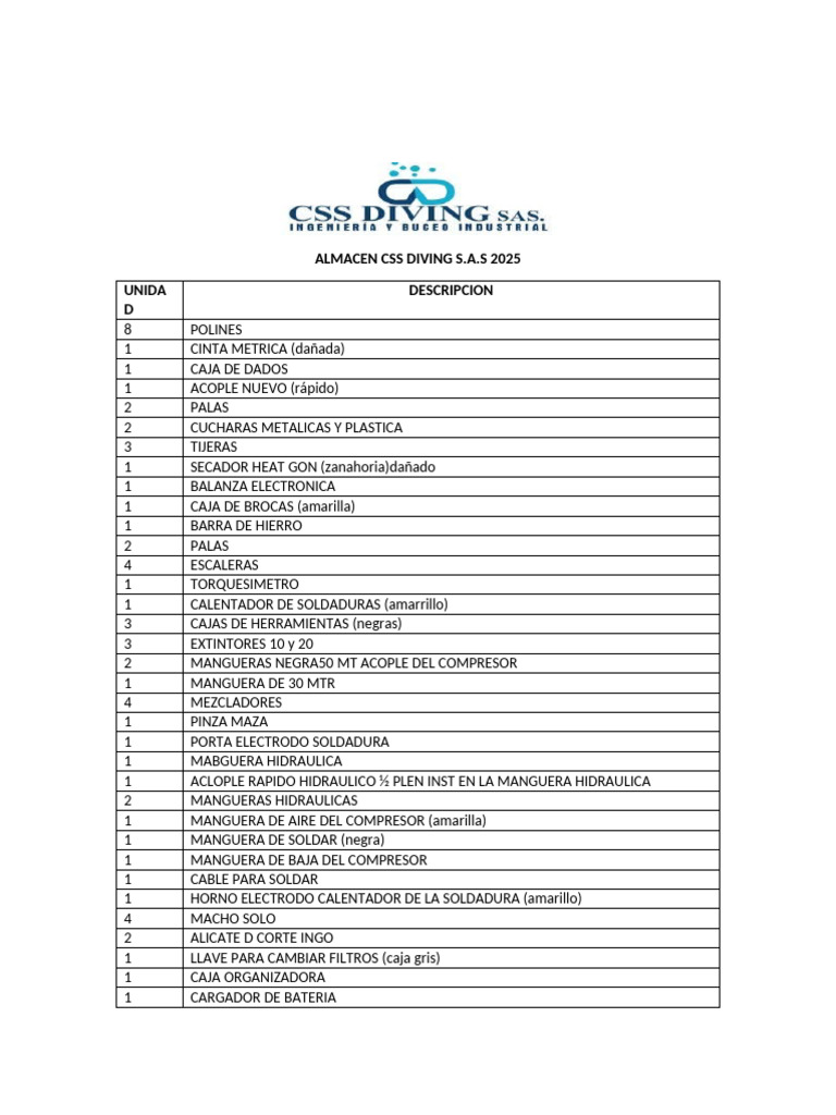 Almacen Css Diving Proyecto Chevron 2025 | PDF | Procesos industriales | Soldadura