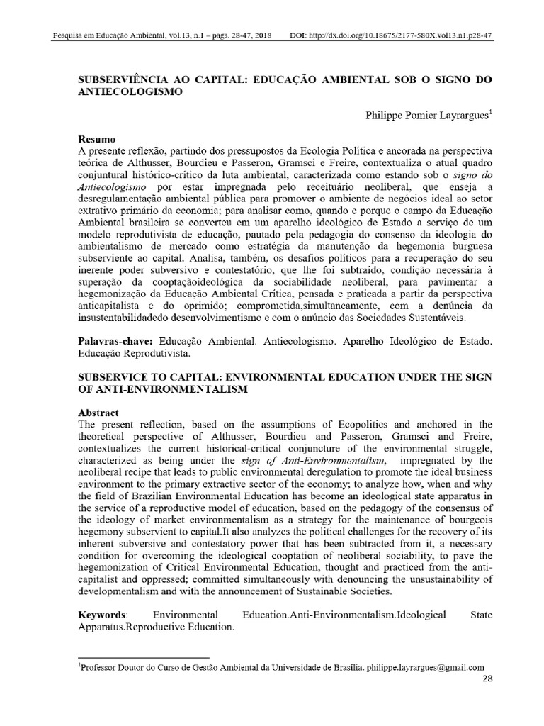 L - Subserviência Ao Capital - Educação Ambiental Sob o Signo Do ...