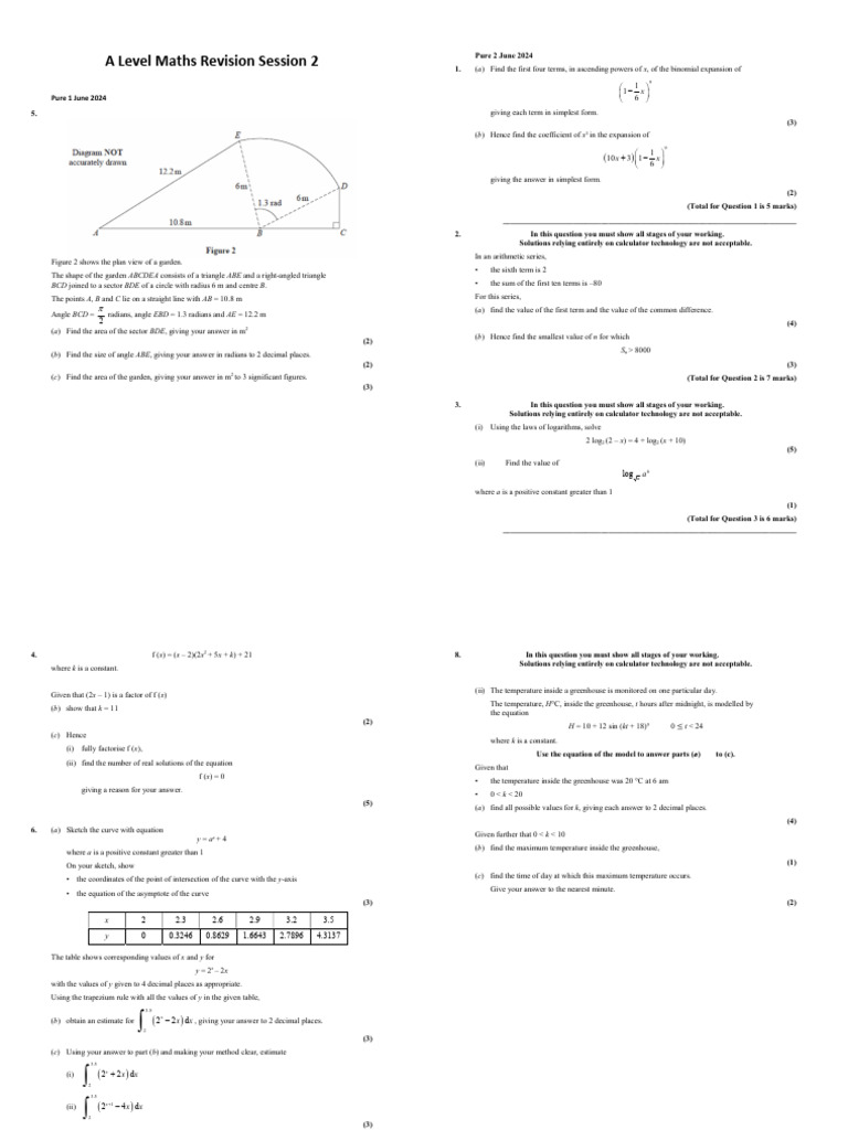 A Level Maths Revision Session 2 | PDF | Logarithm | Mathematics