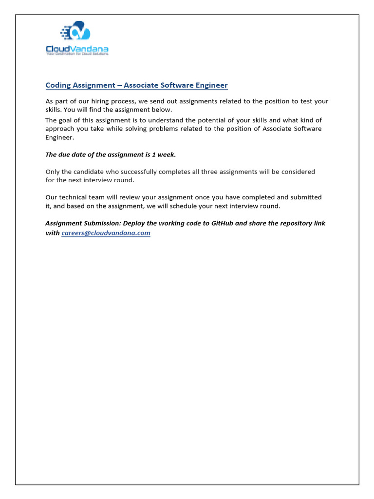 Associate Software Engineer - Assignment | PDF