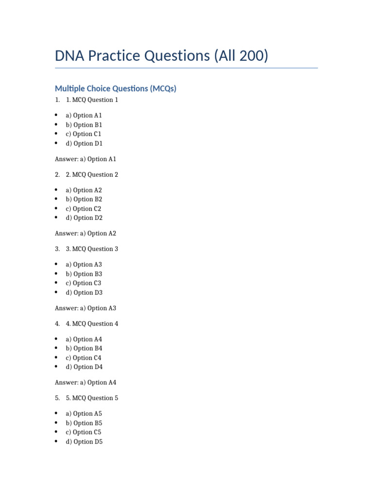 Complete DNA Practice Questions 200 | PDF