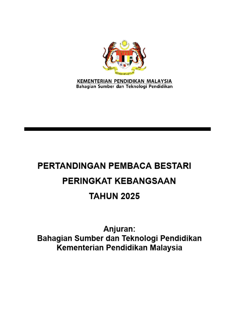 Pertandingan Pembaca Bestari Peringkat Kebangsaan Tahun 2025 | PDF