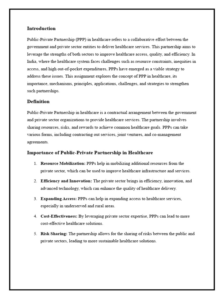 Public Private Assigment | PDF | Public–Private Partnership | Health Care