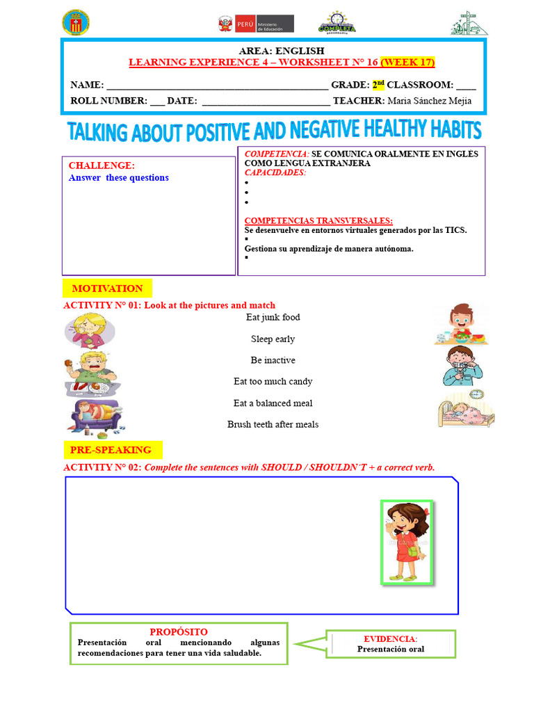 Worksheet 16 - Speaking 2do - Compressed Okk | PDF | Learning | Human Communication