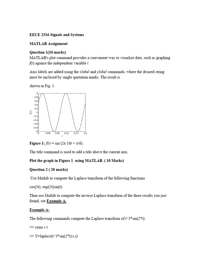 Eece2316 Matlab Assignment | PDF