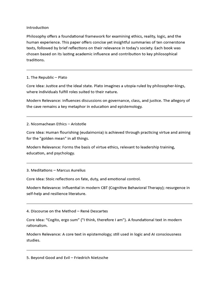 Cornerstone Philosophy Texts Explained | PDF | Liberal Arts Education