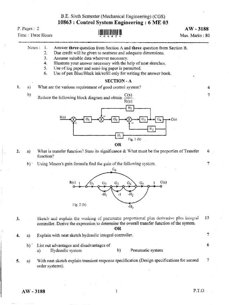 Sem VI Control System Engineering | PDF | Electronics | Applied Mathematics