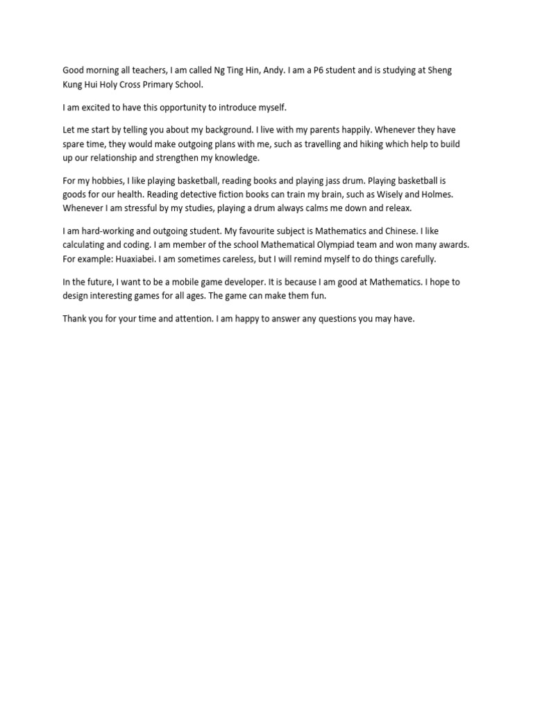 Self Introductio 1 | PDF