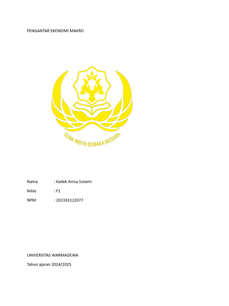 Pengantar Ekonomi Makro - Kadek Anisa Sutami - 077 | PDF