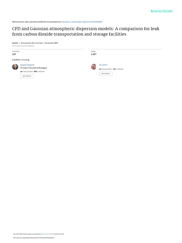 CFD and Gaussian Atmospheric Dispersion Models: A Comparison For Leak ...