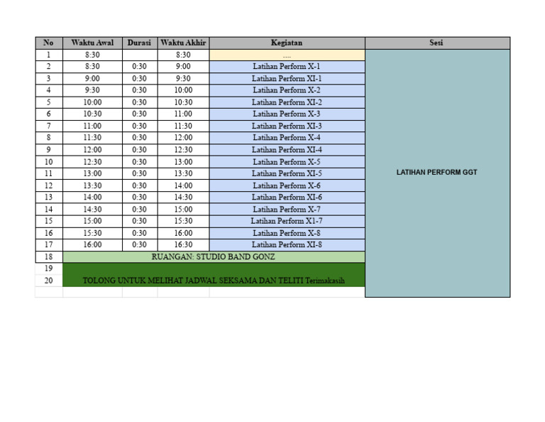 Latihan Perform Gonzaga Got Talent - Sheet1 | PDF