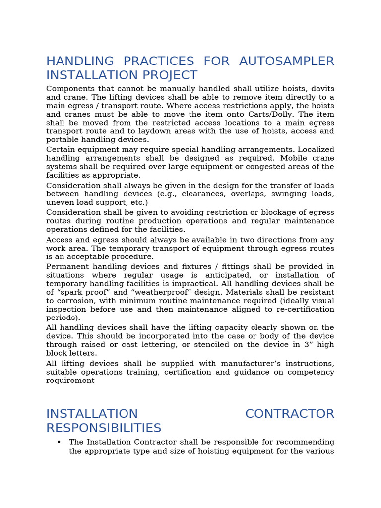 Access, Transport Routes and Laydown Area For Autosampler Project | PDF ...