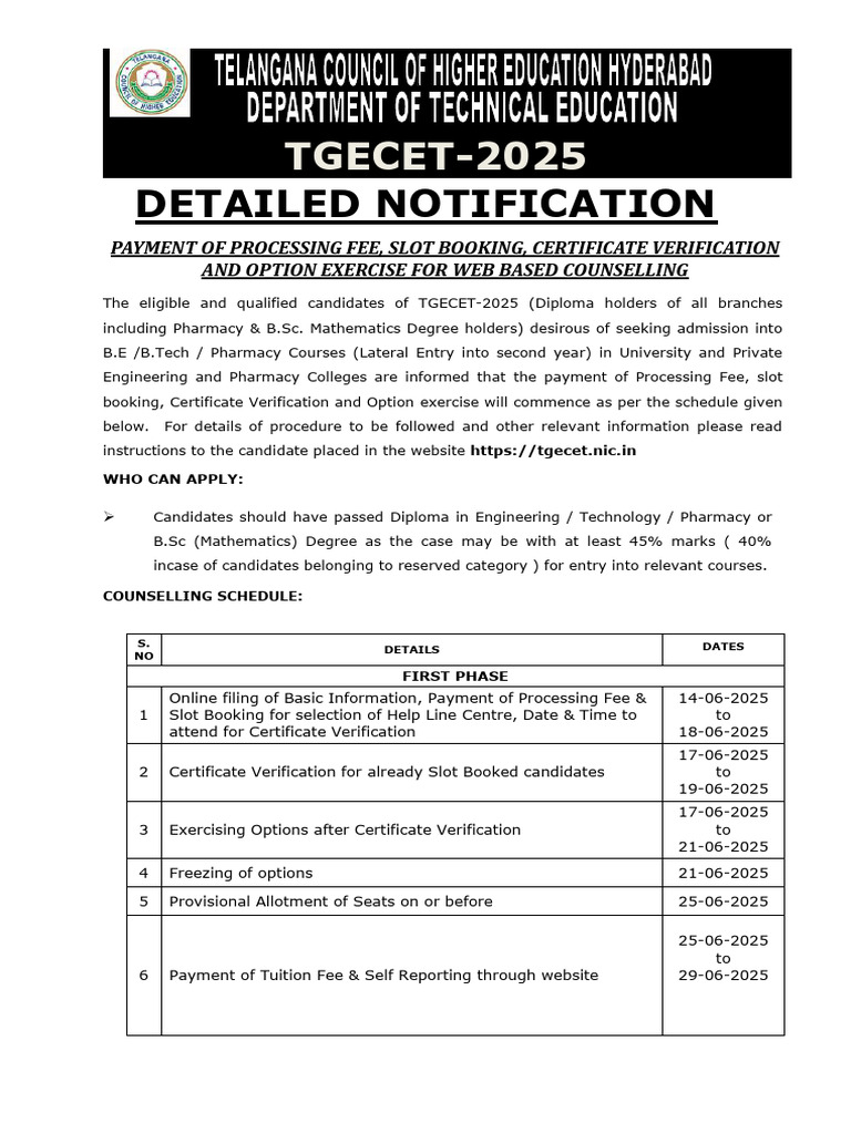 Tge Cet 2025 Detailed Notification | PDF | Credit Card | Password