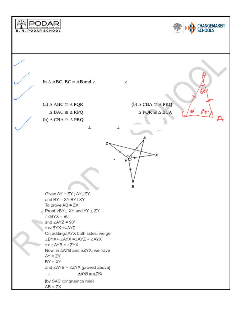 Class 9 Triangle Assignment Questions | PDF