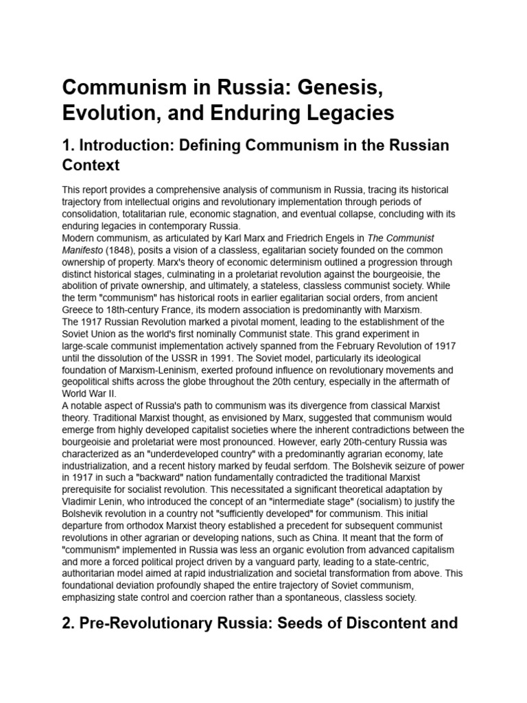 Communism's Evolution in Russia | PDF | Communism | Marxism