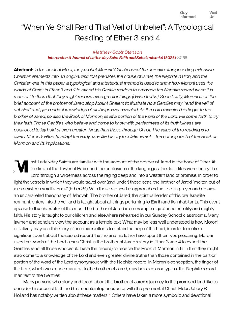 "When Ye Shall Rend That Veil of Unbelief" - A Typological Reading of ...
