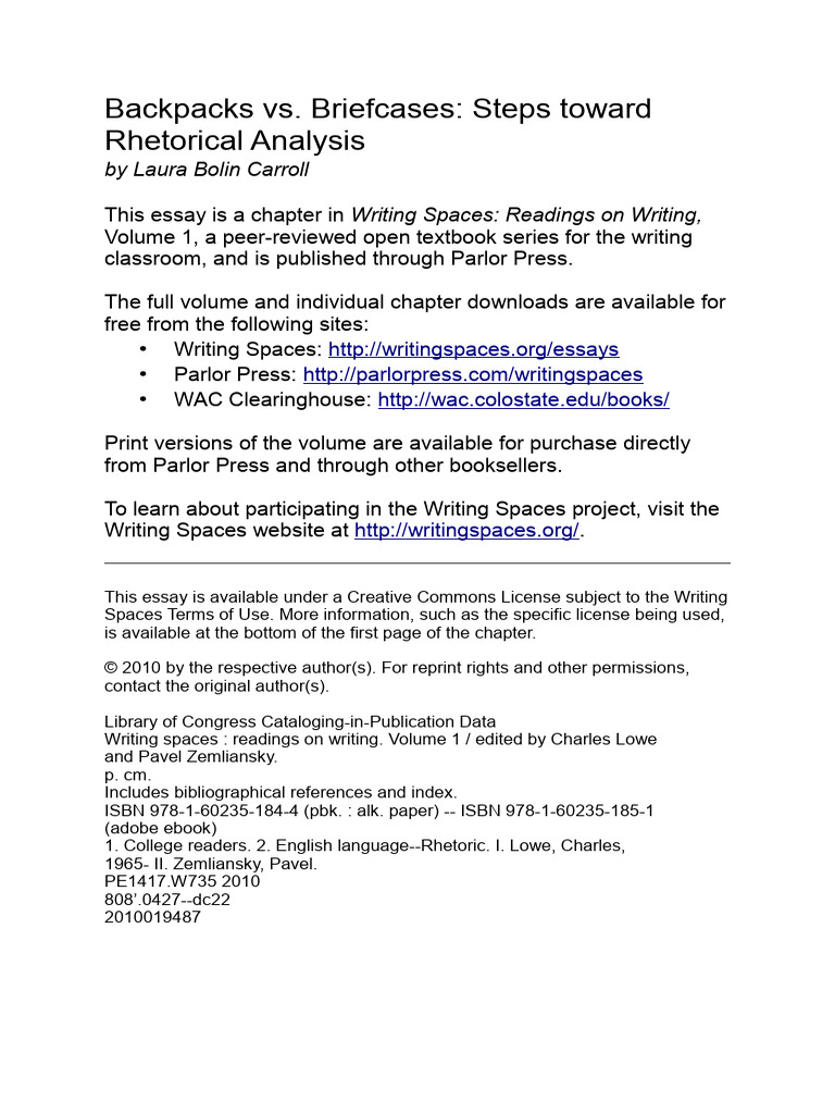 Carroll Backpacks+v+Briefcases Access (1) - 1-1 | PDF | Rhetoric