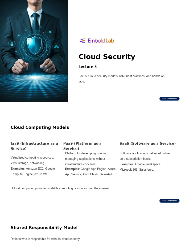 Class 3 - Cloud Security | PDF | Cloud Computing | Security
