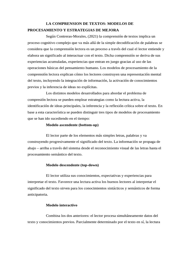 La Comprension de Textos | PDF | Comprensión lectora | Información