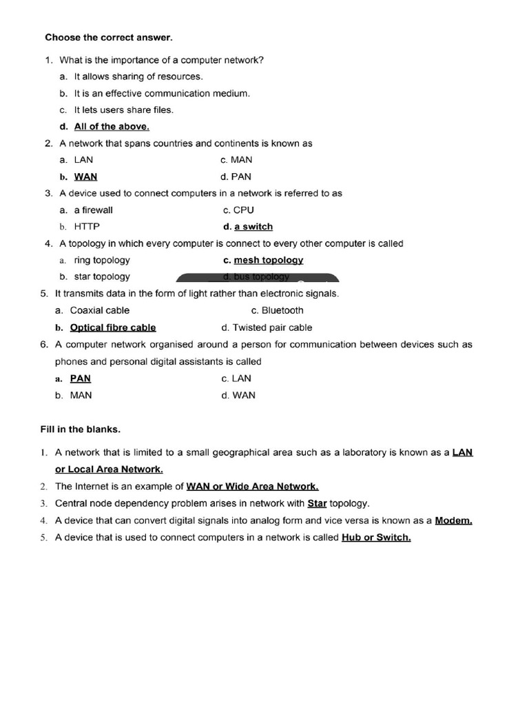 Extra Questions-Networking Concepts | PDF