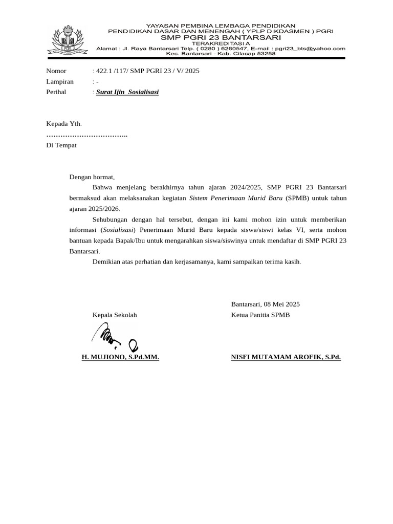 Surat Sosialisasi | PDF
