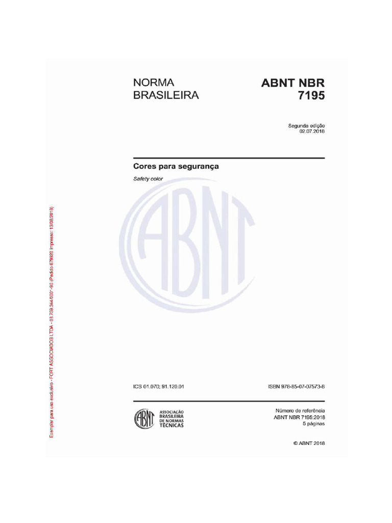 NBR 7195 - Cores para Segurança | PDF | Cor | Vermelho