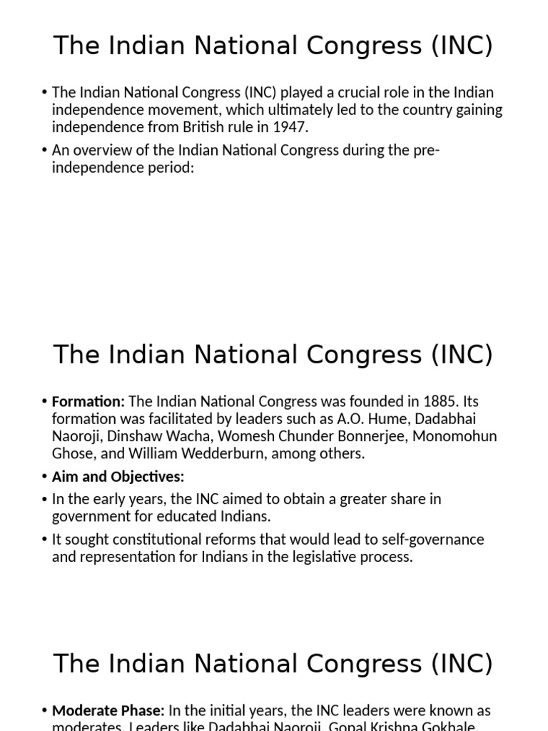 Overview of Indian National Congress History | PDF | Indian National ...