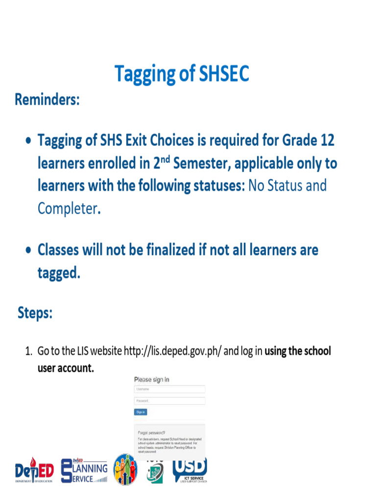 Tagging of SHS Exit Choices | PDF
