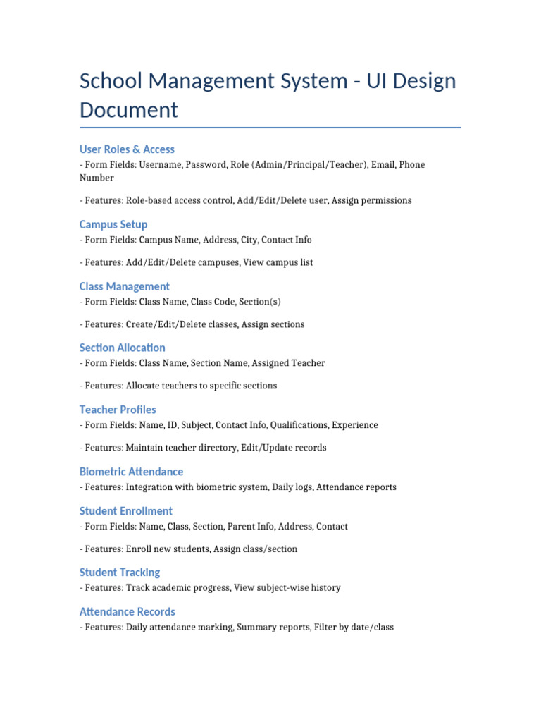 School Management System UI Overview | PDF