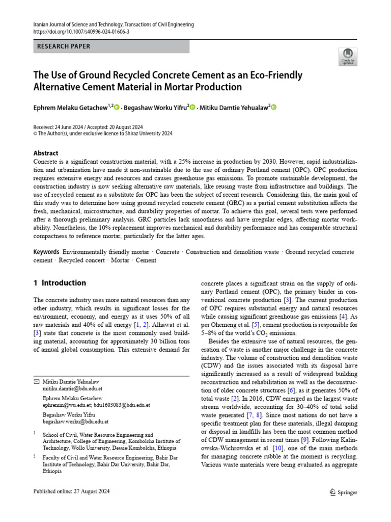 The Use of Ground Recycled... | PDF | Concrete | Cement