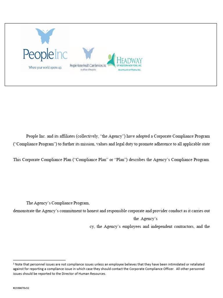 Corporate Compliance Plan Overview | PDF | Regulatory Compliance | Audit