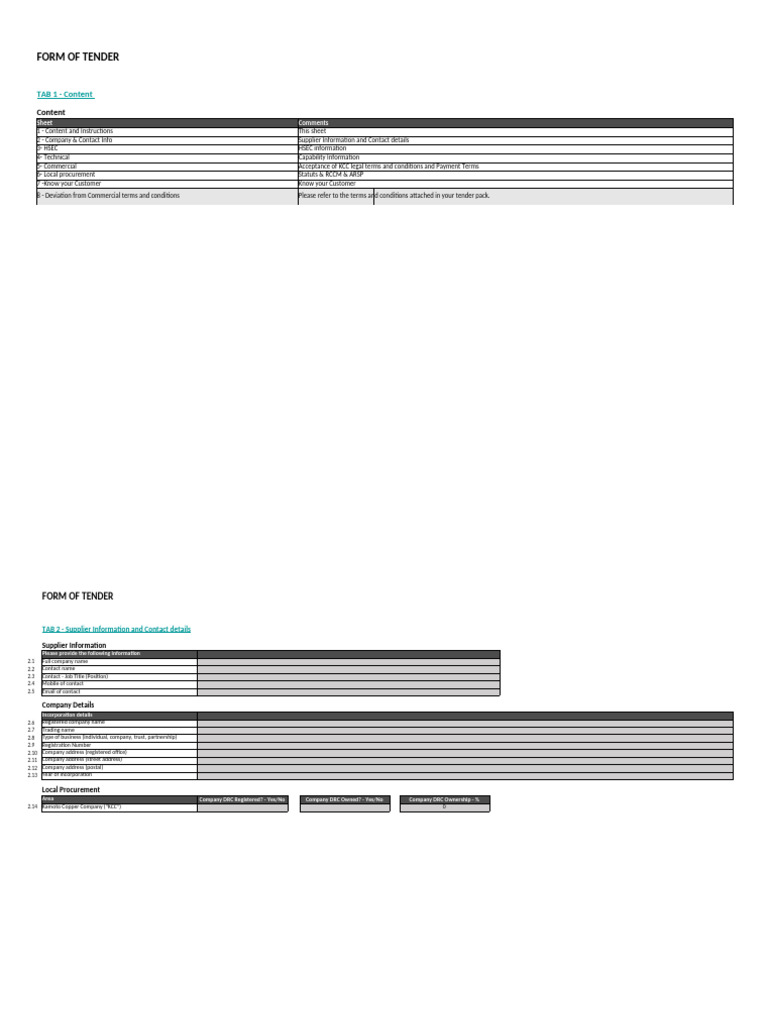 Form of Tender Rev01 | PDF | Corporate Law | Justice