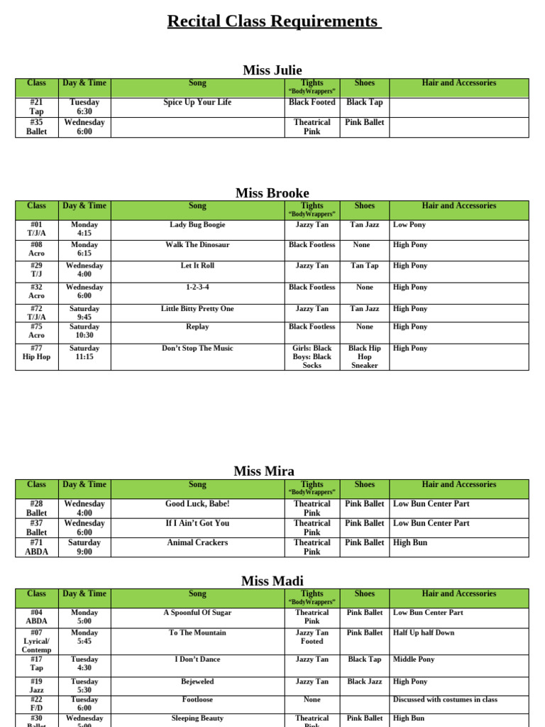 2025 June Recital Requirement - 20250513193602 | PDF | Concert Dance | Dances