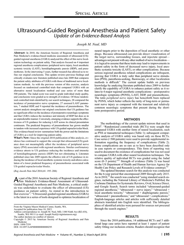 Ultrasound Anesthesia Safety Update | PDF | Anesthesia | Medical ...