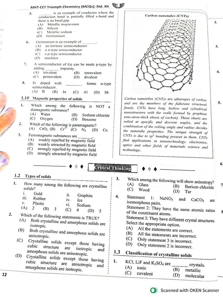 Solid State Critical MCQ | PDF