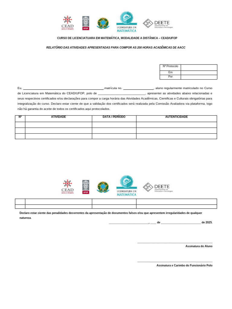 Ficha-Relatório de AACC | PDF