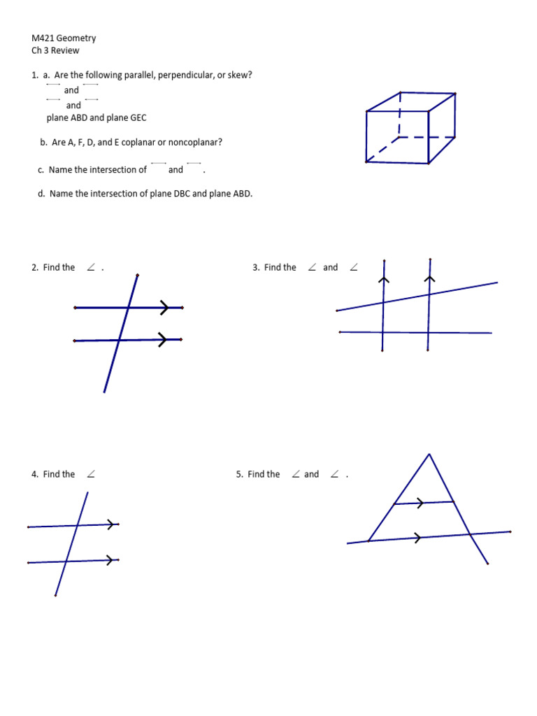 Geometry Chapter 3 Review Questions | PDF | Triangle | Elementary Geometry