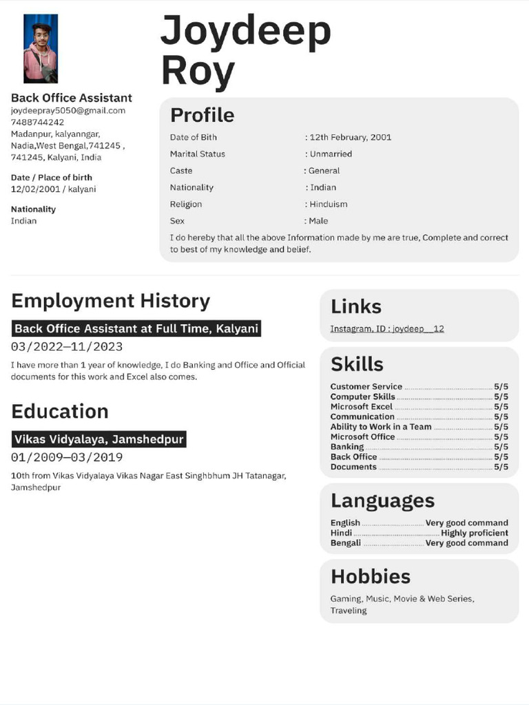 Joydeep Roy CV | PDF